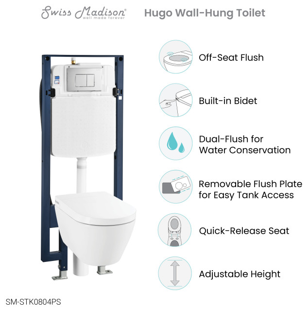 Hugo Smart Wall-Hung Toilet With Bidet Bundle - Contemporary - Toilets ...