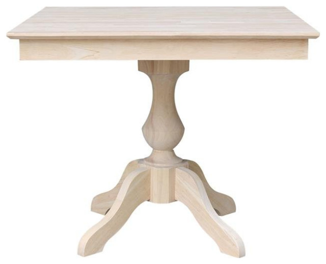 36" x 36" Unfinished Solid Wood Square Top Pedestal Table With 4 Chairs ...
