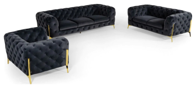Jack Modern Dark Gray Fabric Sofa Set - Midcentury - Living Room ...