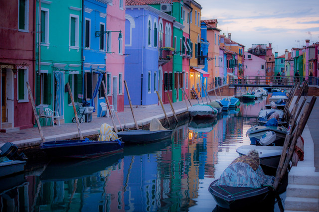 Burano Reflections, Canvas Giclee, 12"x8" - Contemporary - Prints And ...