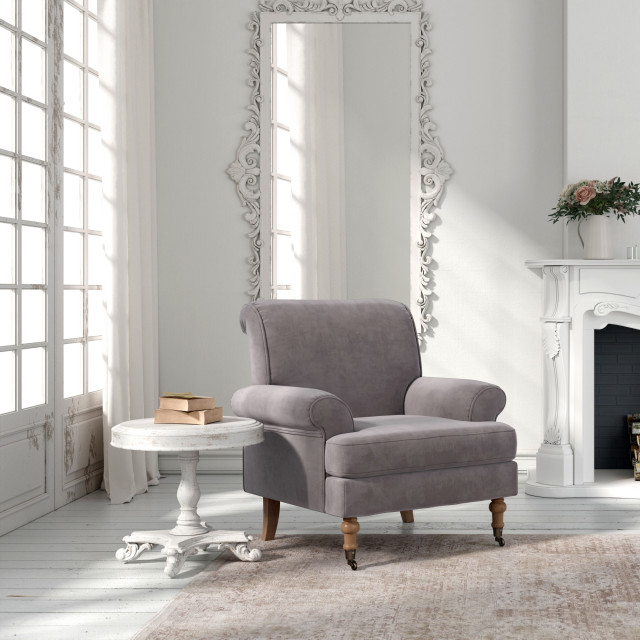 Rustic Manor Donna Accent Chair Saber Back Leg, Velvet - Traditional ...