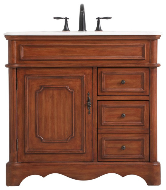 Elegant VF30436TK 36"Single Bathroom Vanity, Teak - Traditional ...
