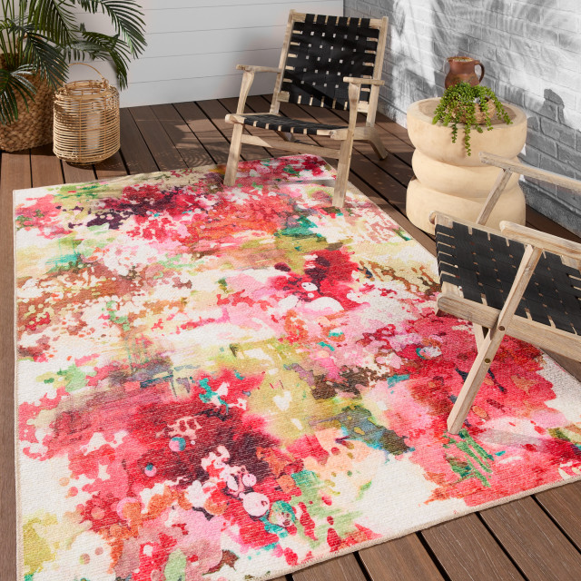 Vibe Rouge Indoor/Outdoor Floral Pink/Multicolor Area Rug, 7'6"X10 ...