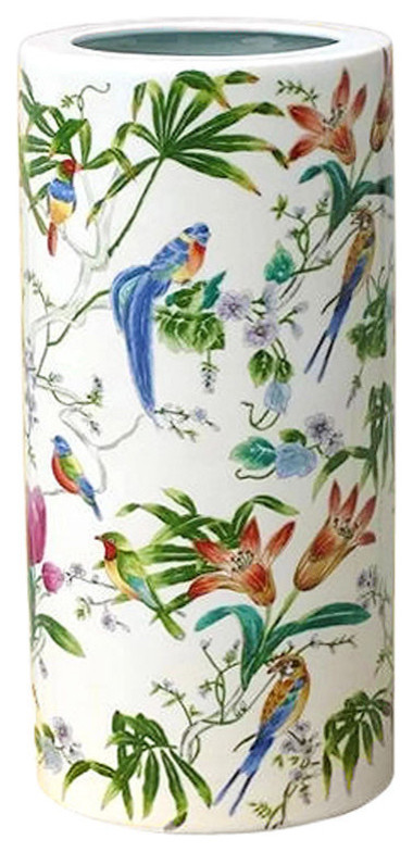 Chinese Chinoiserie Spring Bird Motif Porcelain Umbrella Stand 18 ...