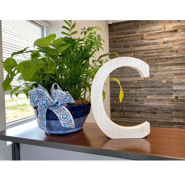 16" Distressed White Wash Wooden Initial Letter C Sculpture - Wall ...