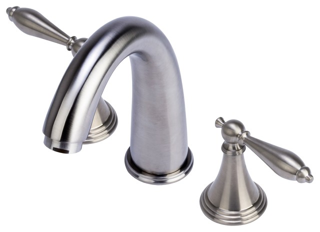 J-Spout 8 in. Widespread Transitional Bathroom Faucet, Brushed Nickel ...