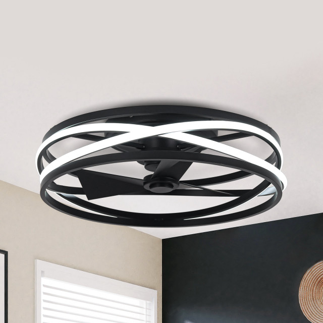 12.59 inch Small Flush Mount Ceiling Fan with Light and Remote, Matte ...