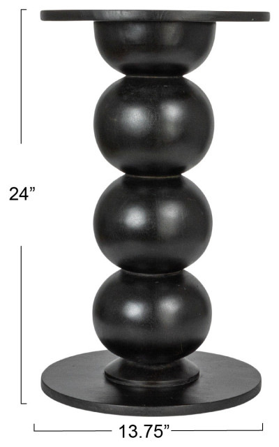 Round Mango Wood Over-sized Bubble End Table, Black - Traditional ...