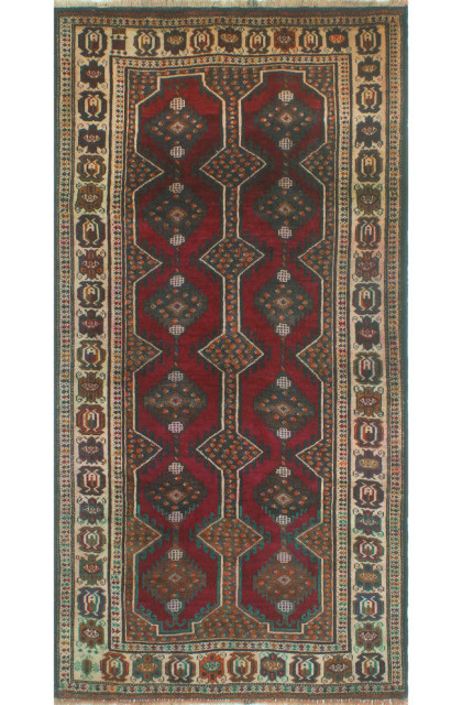 Fine Vintage Distressed Rebecca Burgundy/Ivory Rug, 3'6x7'0, 3'6x7'0 ...