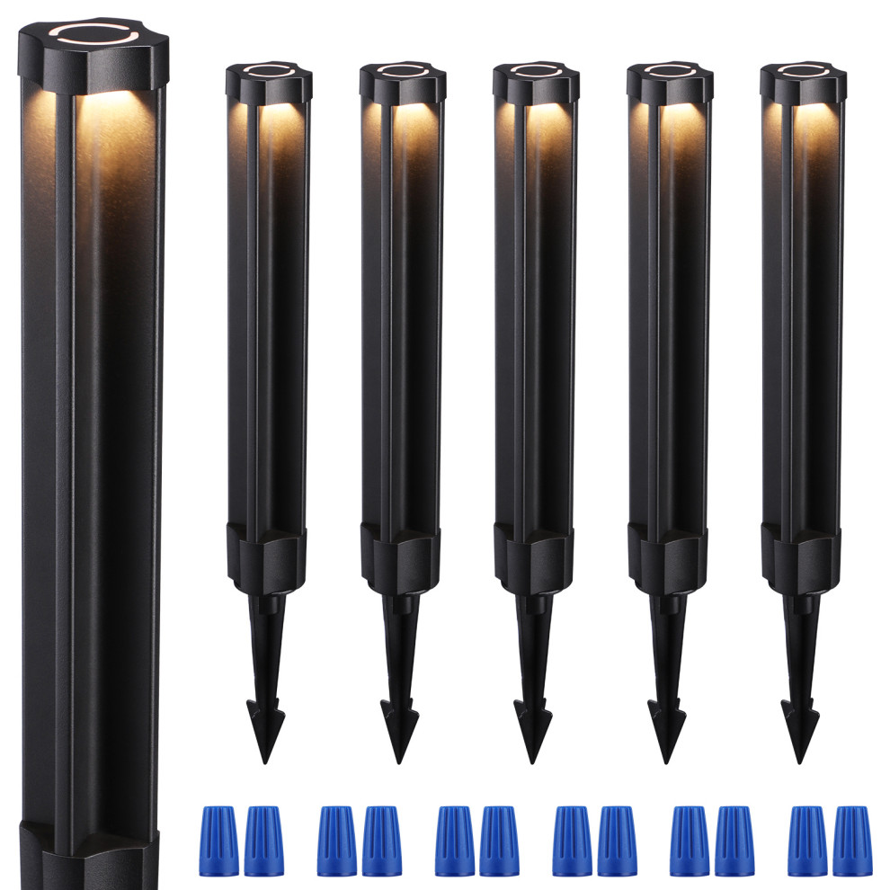 6 Pack 4W 12V Low Voltage LED Landscape Pathway Lights - Transitional ...