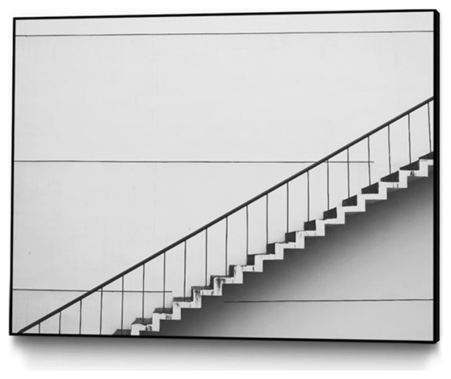 Giant Art Canvas 24x18 Diagonal Staircase Framed in White ...