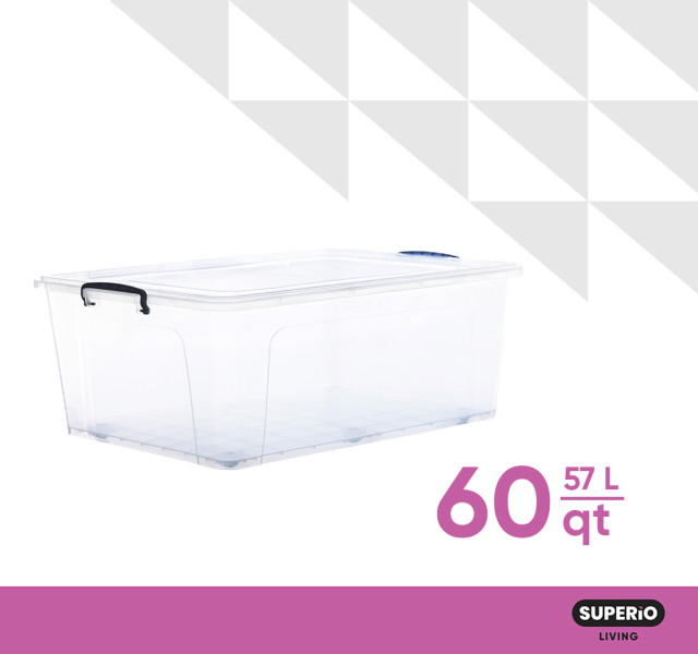 Clear Plastic Stackable Wheeled Storage Bin With Lid, 60 qt ...