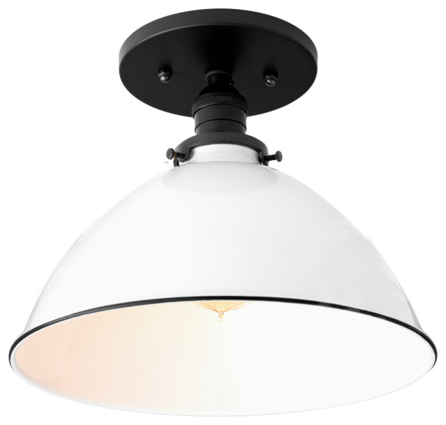 10in White Shade, Modern Farmhouse Ceiling Light - Farmhouse - Flush ...