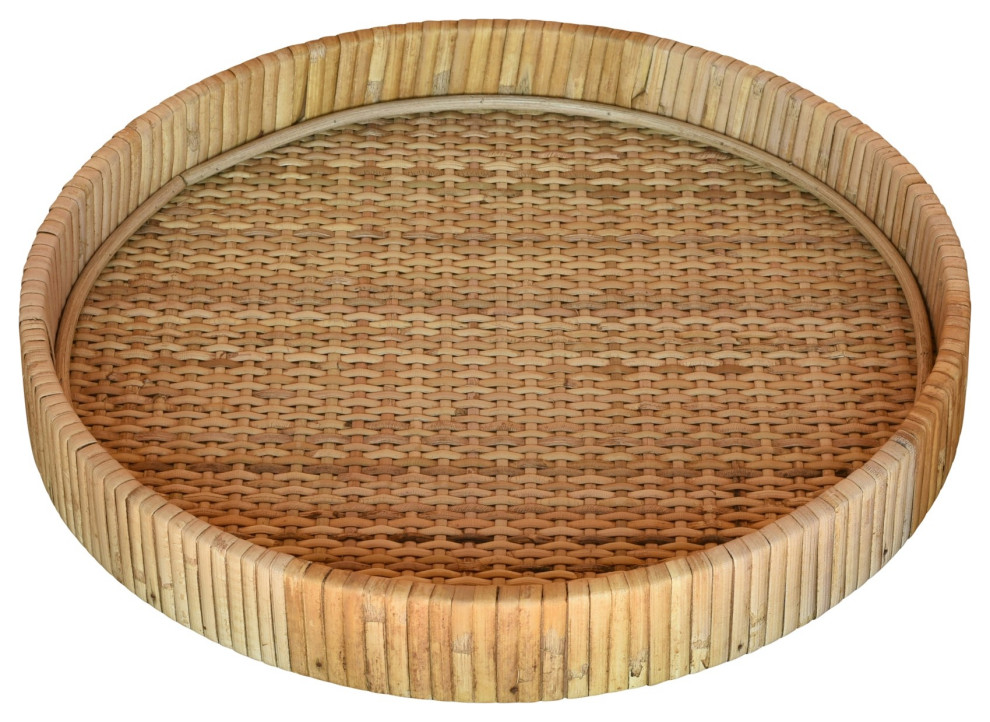 Braided Bamboo Round Tray - Tropical - Serving Trays - by UStradeENT ...