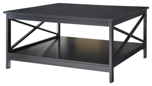 Oxford 36 Inch Square Coffee Table With Shelf - Transitional - Coffee ...