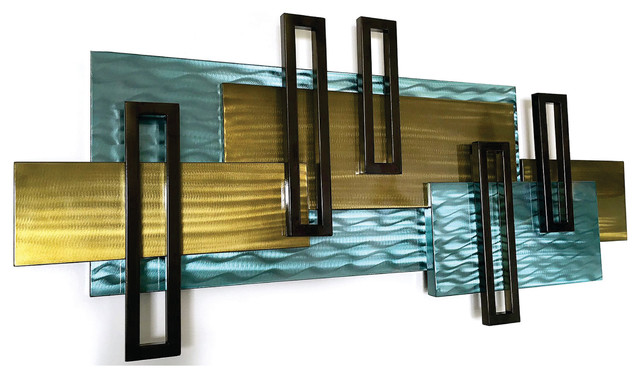 Contemporary Home Decor 'Cityscape I Coastal' - SST Steel Abstract ...