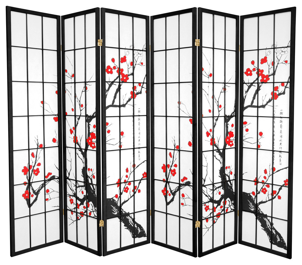 6' Tall Flower Blossom Divider, 6 Panels - Asian - Screens And Room ...
