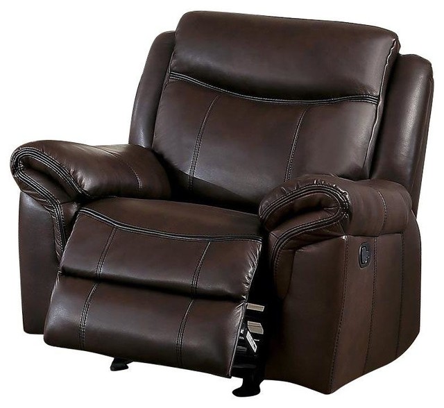 Apollo Glider Recliner Chair, Airehyde Dark Brown Leather ...
