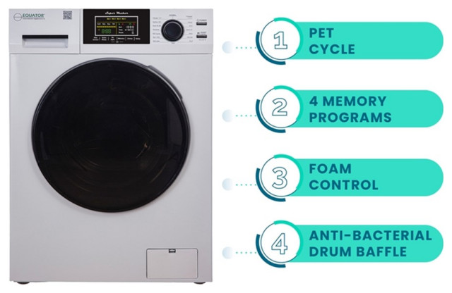 Equator 1.6 cu.ft./15 lbs White 110V Front load Washer 15 programs ...