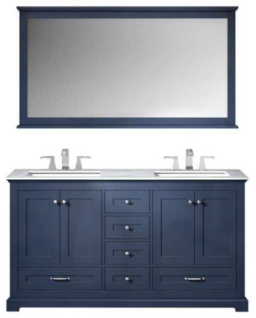 Dukes 60" Navy Blue Double Vanity Set - Transitional - Bathroom ...