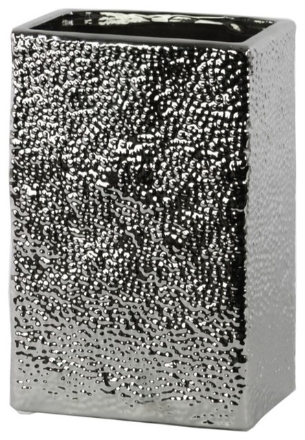 Rectangular Ceramic Vase With Pimpled Pattern, Silver - Contemporary ...