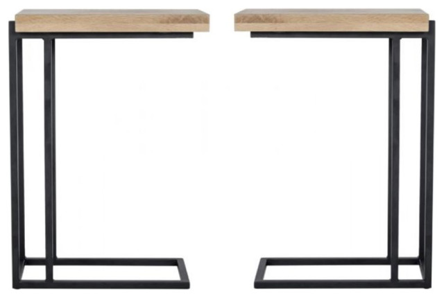 Home Square Wood C Shape Side Table in Natural Finish - Set of 2 ...