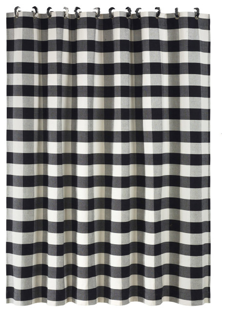 Camille Buffalo Check Shower Curtain, 72"x72", Black, 1 Piece - Rustic ...