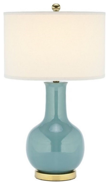 Safavieh Judy Ceramic Light Blue Lamp with White Shade - Contemporary ...