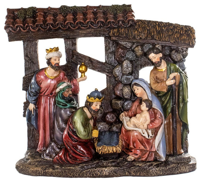 Kurt Adler 10" Resin Nativity Scene Table Piece, 10" - Holiday Accents ...