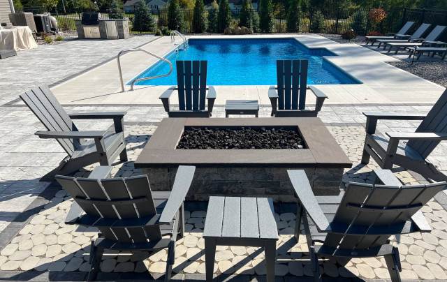 New inground pool, gas fire pit, patio, fencing, lighting and outdoor ...