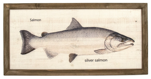 Silver Salmon Wood Panel Print Art, Small - Beach Style - Prints And ...