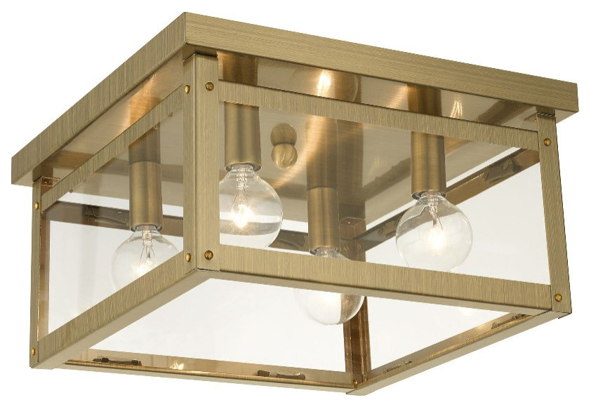 Vicar's Bridge Road - 4 Light Square Flush Mount In Shabby Chic Style-6 ...