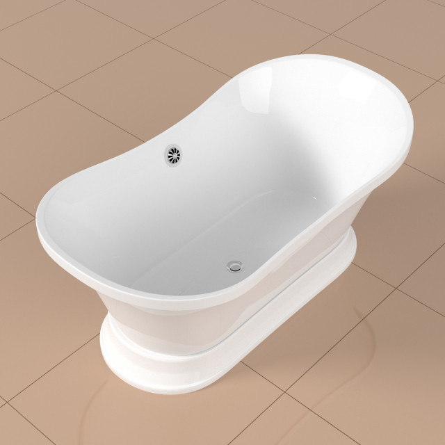 60" Streamline Soaking Freestanding Tub With External Drain ...