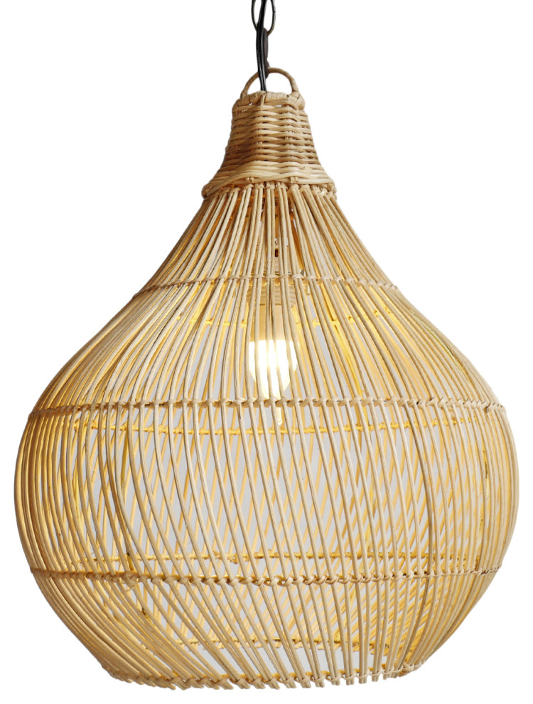 Rattan Drop Pendant Lantern - Tropical - Pendant Lighting - by Design ...
