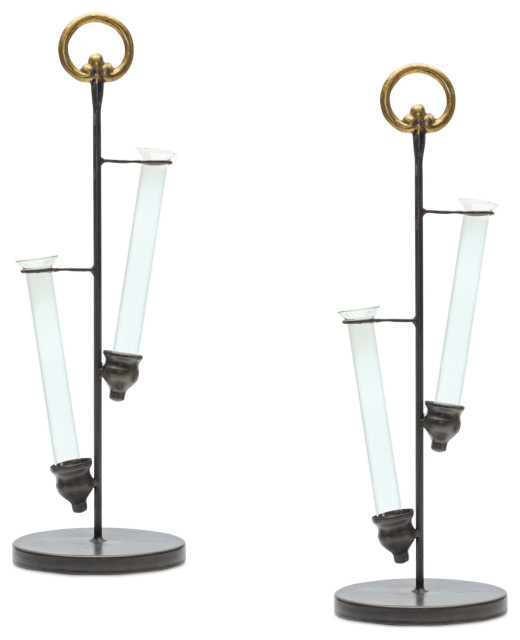 Double Vase With Handle, 2-Piece Set - Traditional - Vases - by Melrose ...