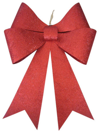 30" Red Glitter Bow - Contemporary - Christmas Ornaments - by Queens of ...
