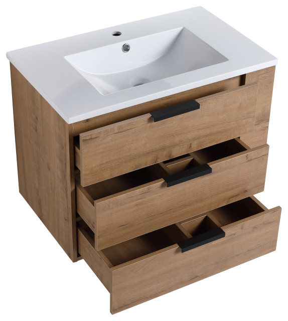 BNK Bathroom Vanity 30 Inch with 3 Drawers and Adjustable Shelf,30x18 ...