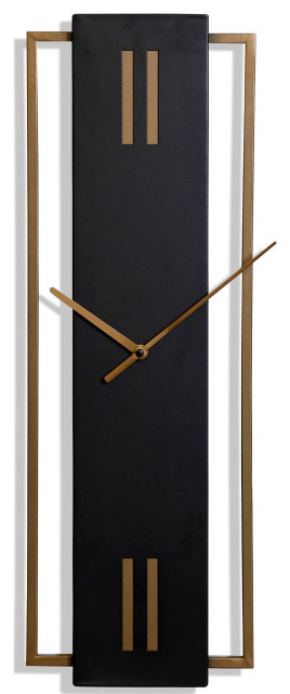 Slim Time Mid Century Metal Wall Clock 8in w X 24in ht X 1in d ...