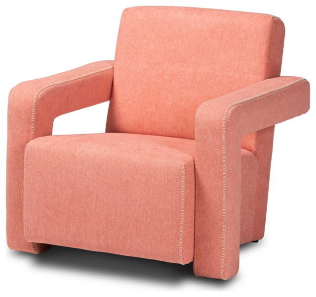 Modern Contemporary Light Red Fabric Upholstered Armchair ...