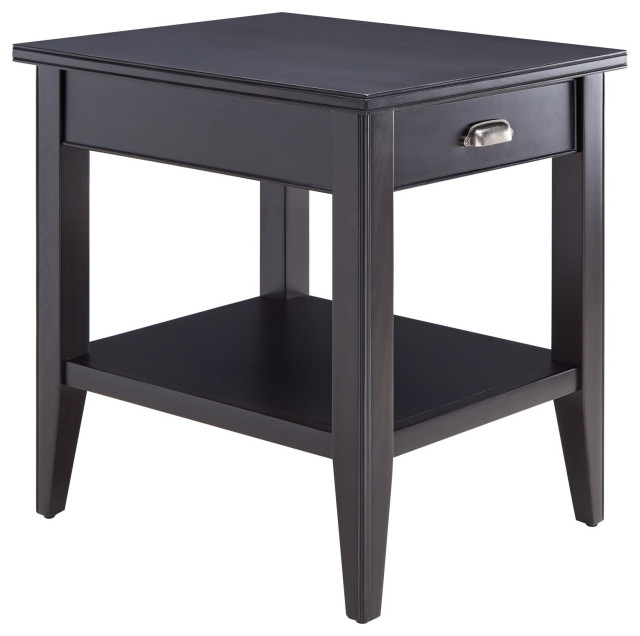 Traditional End Table, Open Display & Drawer With Inverted Cup Pull ...