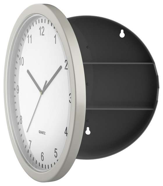 Hidden Compartment Wall Clock 10" Battery Operated Analog Clock by ...