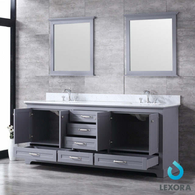 80 Inch Dark Gray Double Sink Bathroom Vanity, Choice of Top ...