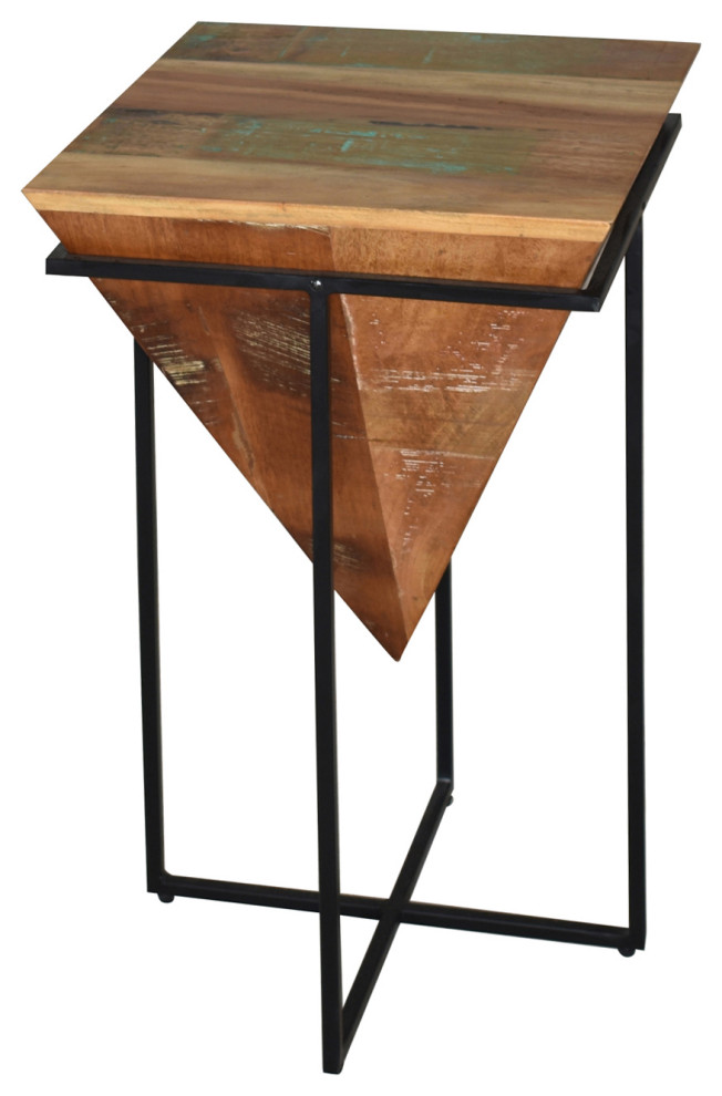 Bare Decor Compass Accent Table, Mango Wood With Metal Base, 16x16x24 ...