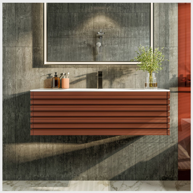 Eviva Dream 42 Terracotta Wall Mount Vanity With Solid Surface ...