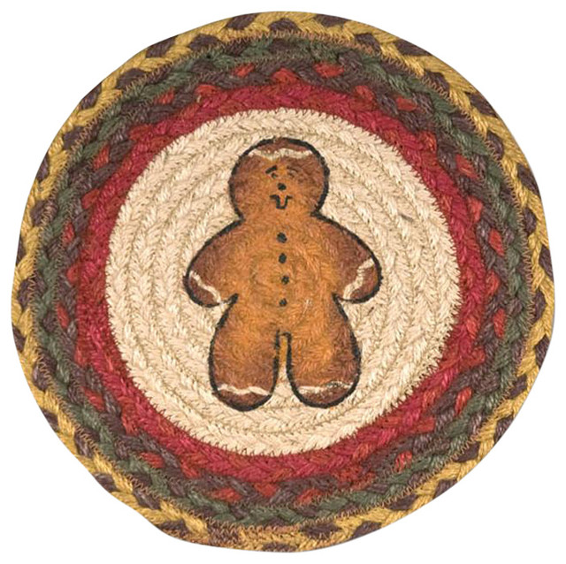 Gingerbread Man Hand Printed Round Sample Rug - Contemporary - Area ...