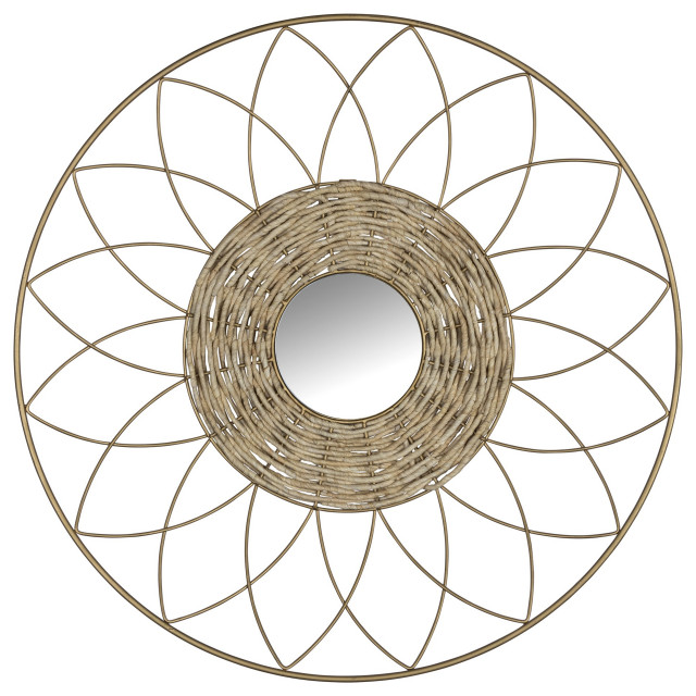 Wooden Sunflower Round Wall Mirror - Tropical - Wall Mirrors - by ...