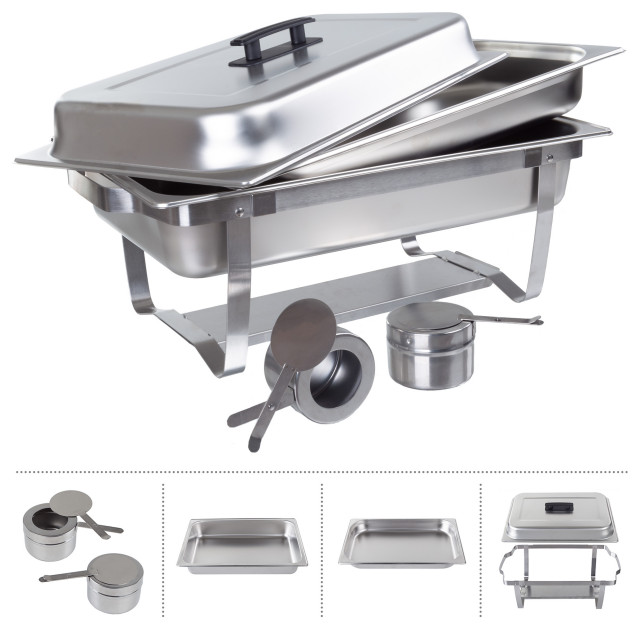 Chafing Dish Buffet Set Food and Water Pans, Covers, Stands, and Fuel ...