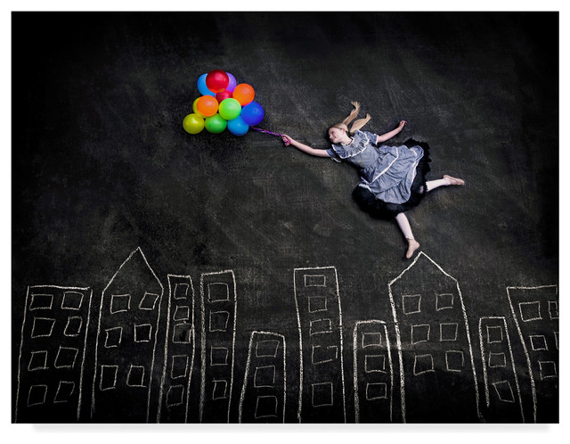 Nj Sabs 'Flying On The Rooftops' Canvas Art, 24"x18" - Contemporary ...