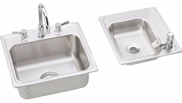 Elkay 34" Drop In Stainless Steel Classroom Kitchen Sink, DRKR23417RC ...