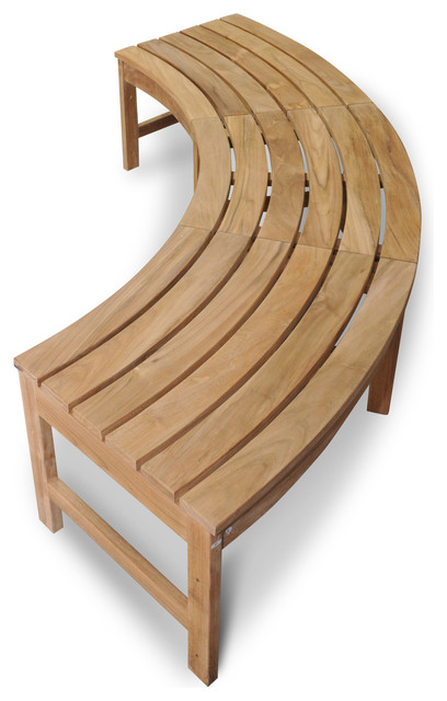 Teak Curved Bench 7' - Transitional - Outdoor Benches - by Goldenteak ...